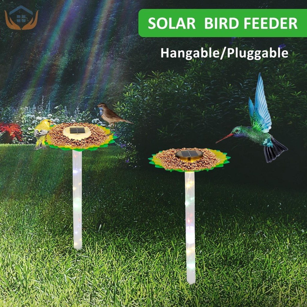 Solar Bird Feeder Outdoor Hanging Wild Bird Feeder IP65 Waterproof Bird ...