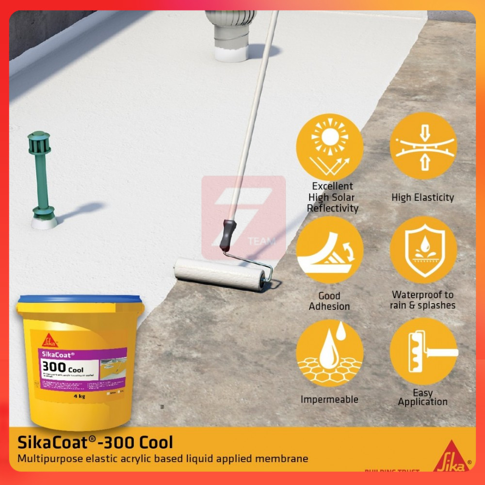 4KG SIKACOAT 300 COOL l Waterproofing Paint l UV RESISTANT l Bumbung ...