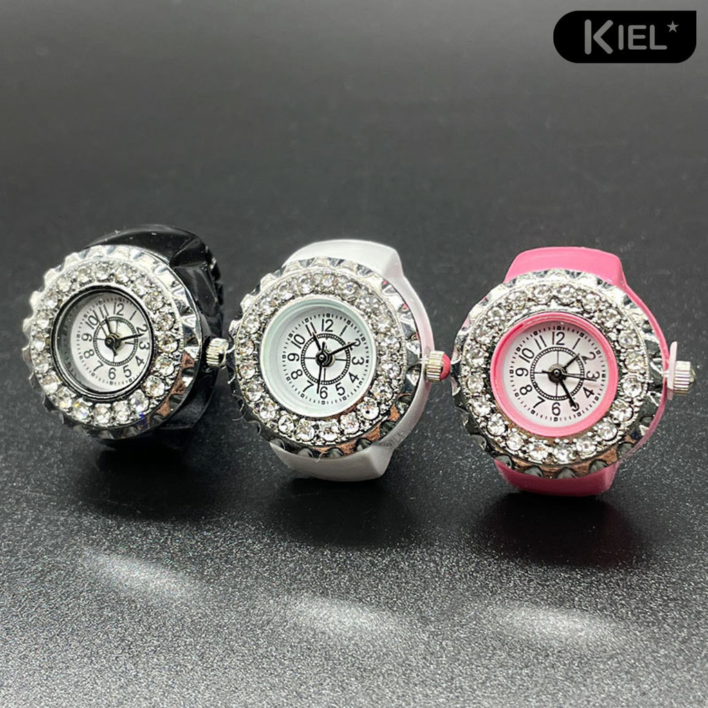[KL]Finger Watch Ring Stretchy Hip-hop Casual Round Dial Luxury Men ...