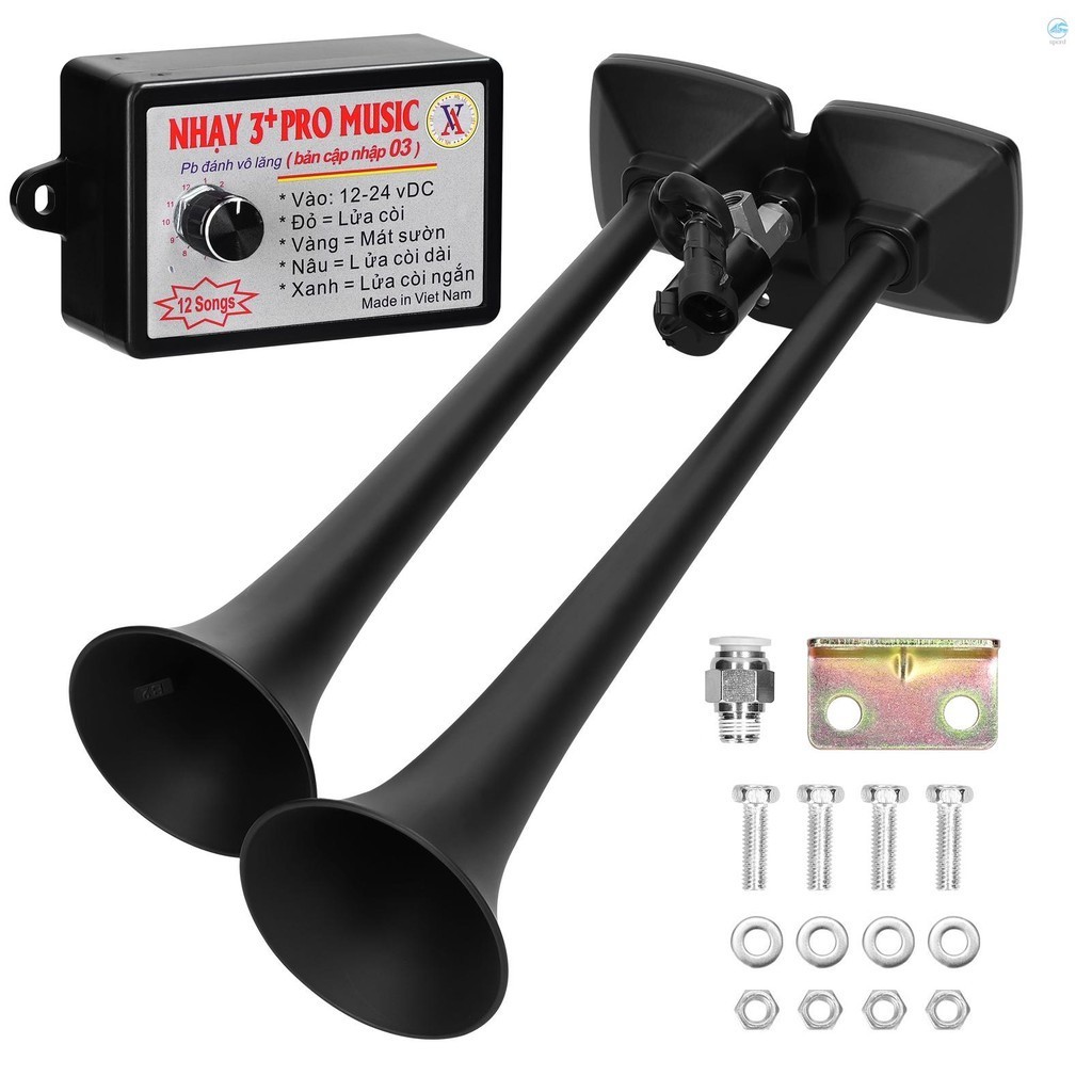 150dB Dual Trumpet Air Horn Loud Electric Horn 12-24V with Solenoid ...