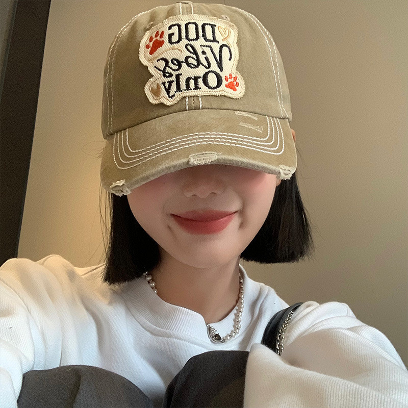 Washed Ripped Wide Brim Baseball Cap Women American Patch Extra ...