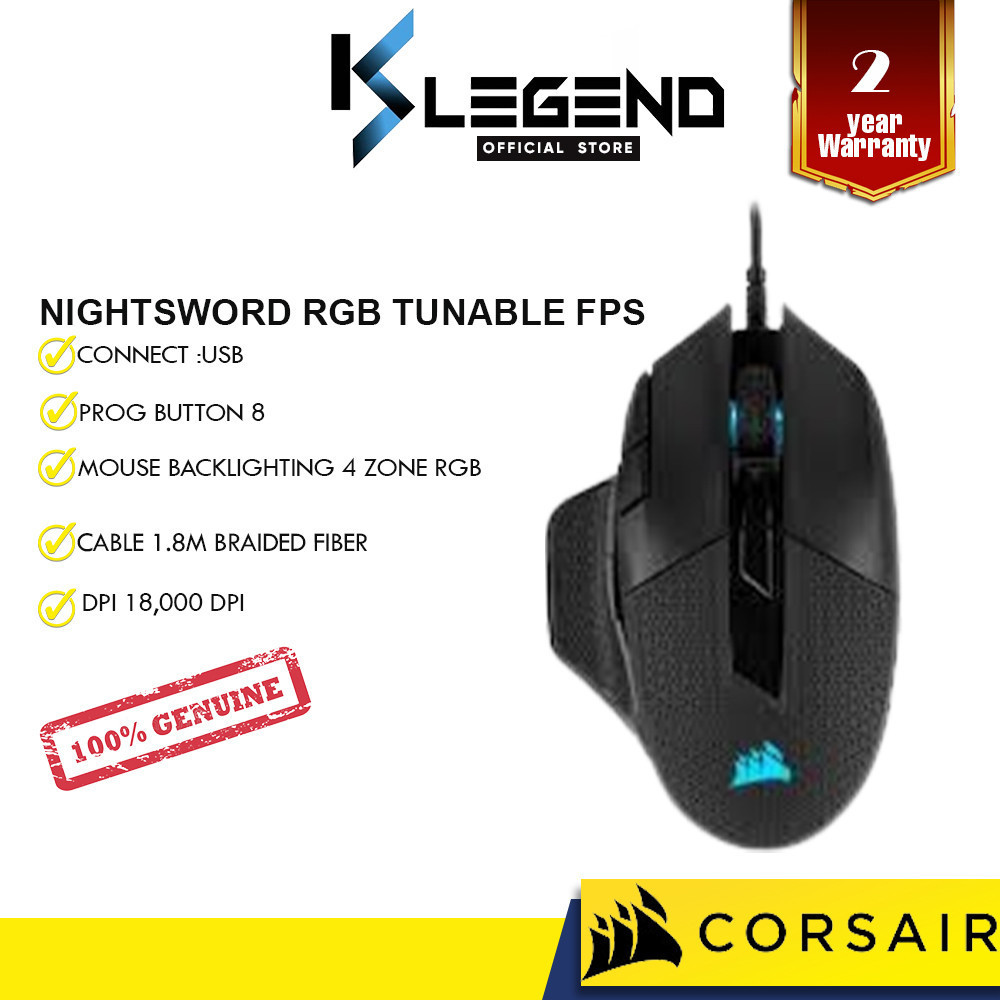 CORSAIR Nightsword RGB Tunable FPS/MOBA Gaming Mouse | Shopee Malaysia