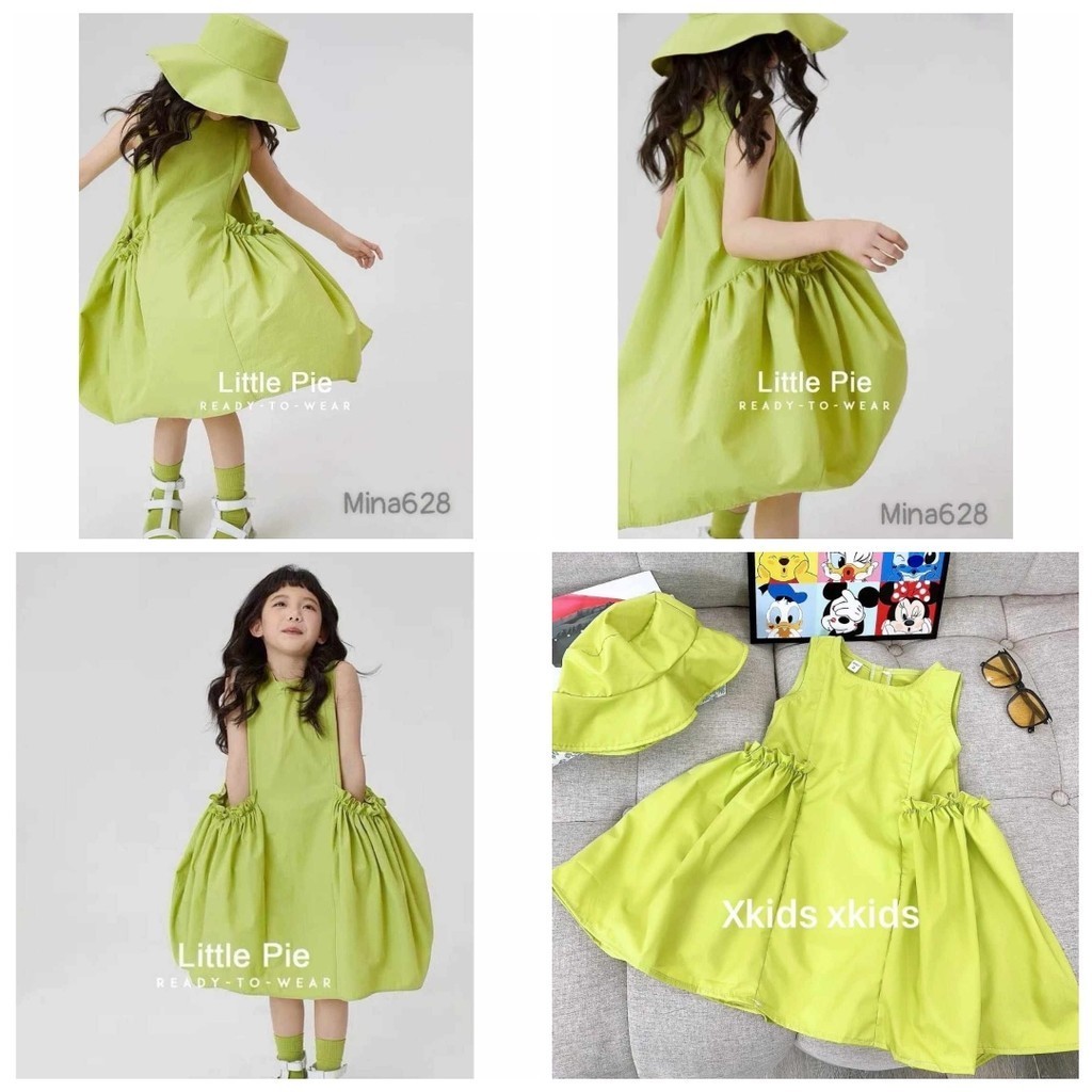 Green dress Sleeveless With Bag (Free Hat) Cute For Girls 8-28kg (1-10 ...
