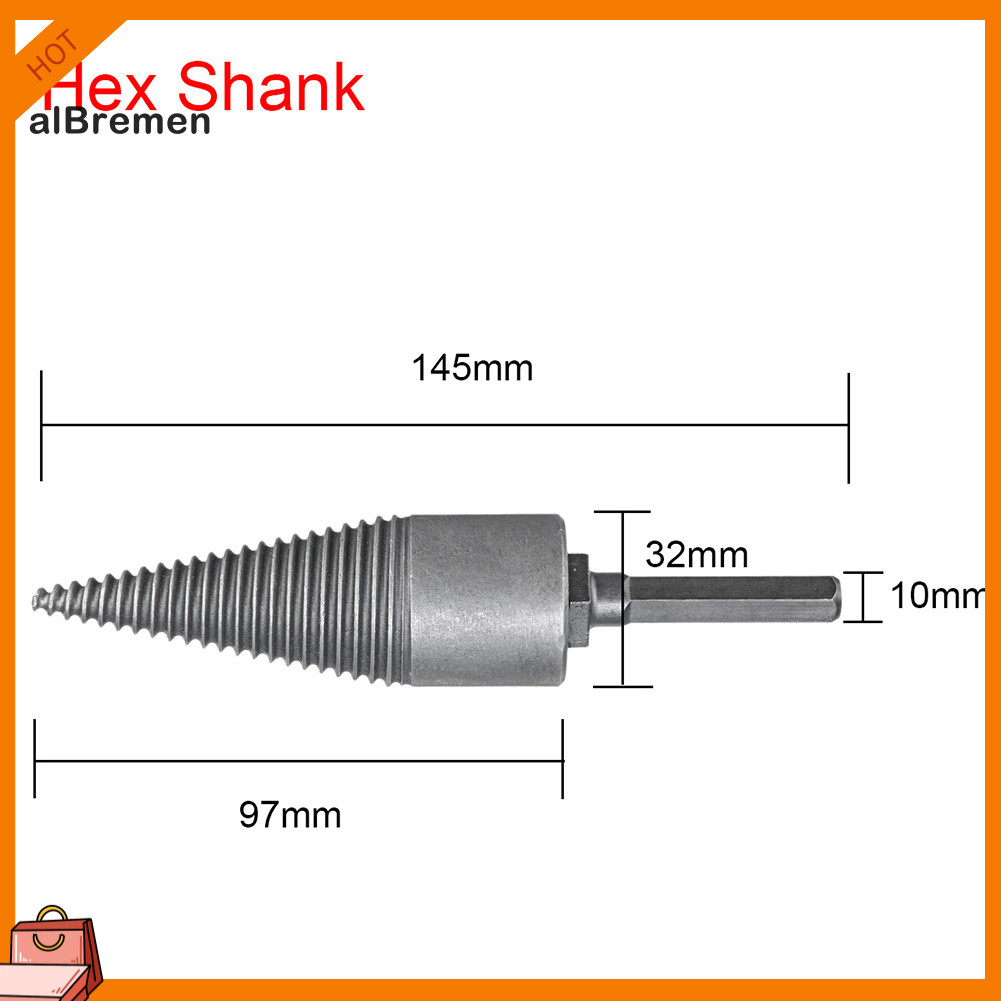 (New) Carbon Steel Firewood Electric Hammer Drill Splitter Cone for Log ...