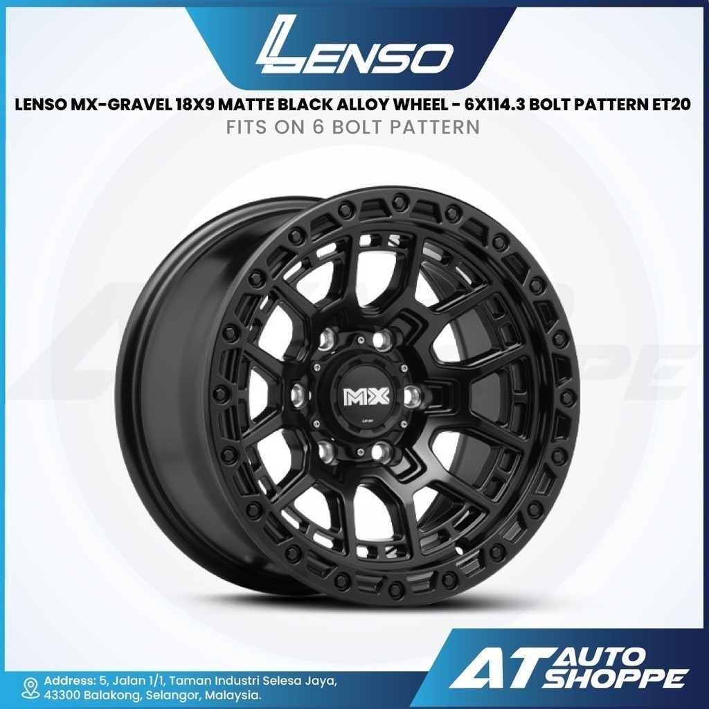 Lenso MX-Gravel - Matte Black 18x9 ET20 6x114.3 (1 Piece) | Shopee Malaysia