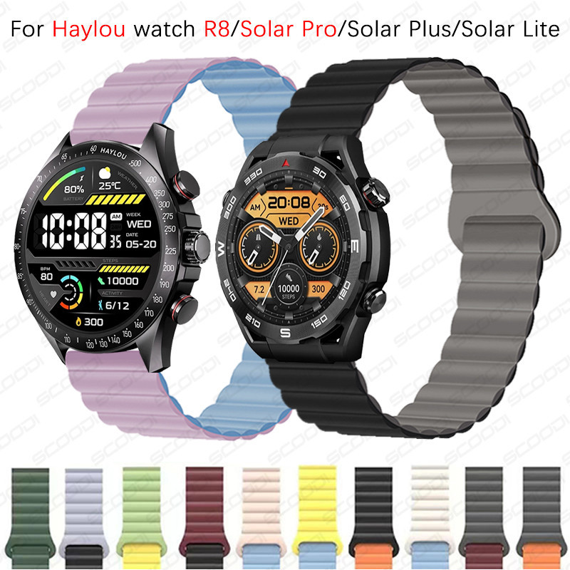 Silicone Bicolor Magnetic Strap For Haylou watch R8 / HAYLOU Solar Pro ...