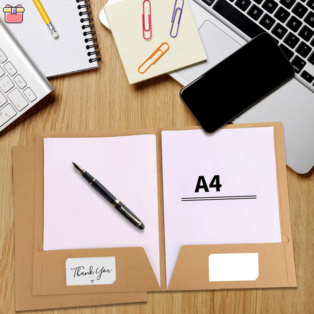 chauncey Pack of 12 Folder with Pocket A4 Kraft Paper Document Folder ...