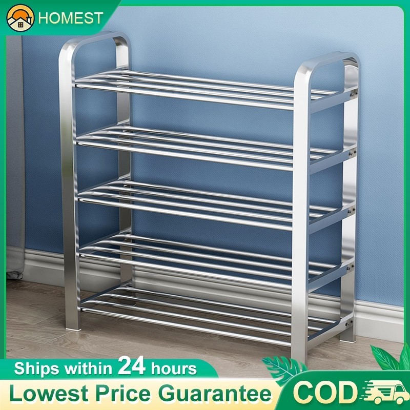 Stainless Steel Shoes Rack Shoe Cabinet Rack Shelf Rak Besi Indoor ...