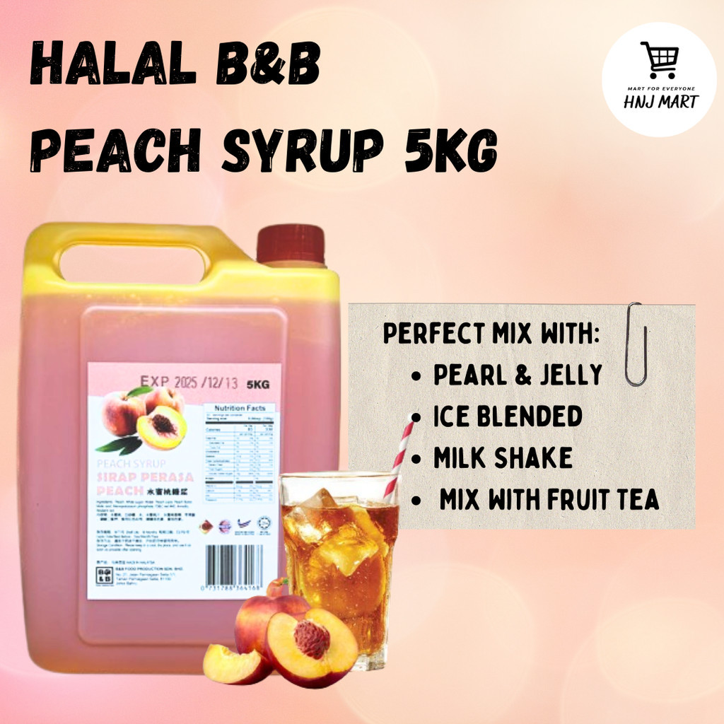 HALAL B&B PEACH SYRUP 5KG Peach Syrup Seasoned Peach Syrup Sirap pic ...