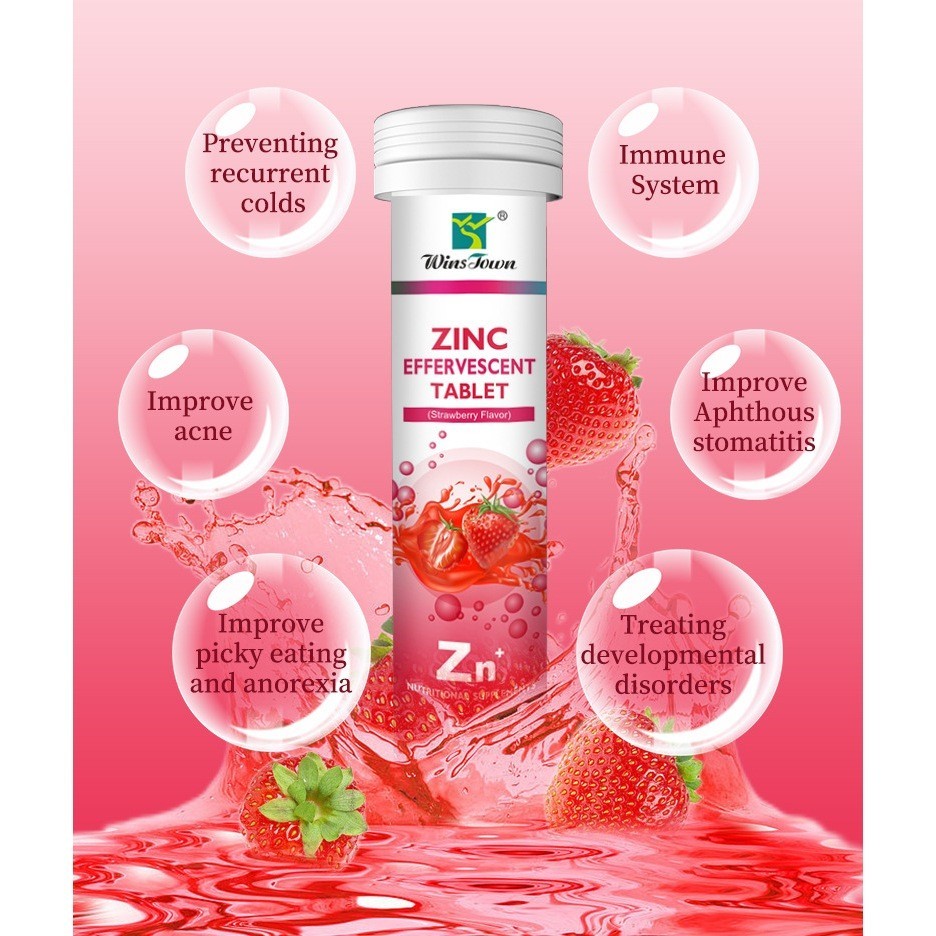 Vitamin EFFERVESCENT Tablets ZINC 20 Red Strawberry Flavor | Shopee ...