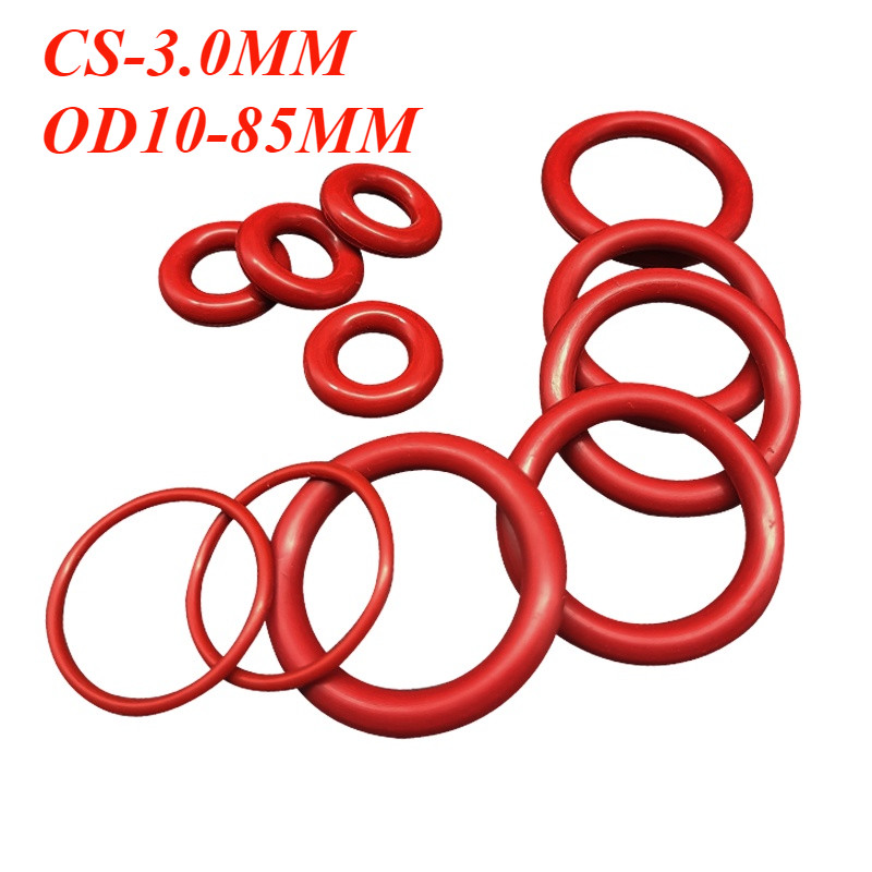 Red O-Ring Silicone Sealing Gasket O-Ring Ring OD10-100mm * cs3.0mm ...