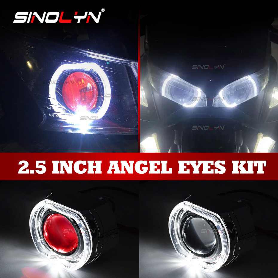 H4 H7 Motorcycle Headlamp LED Angel Eye Halo HID Bi-xenon Projector ...