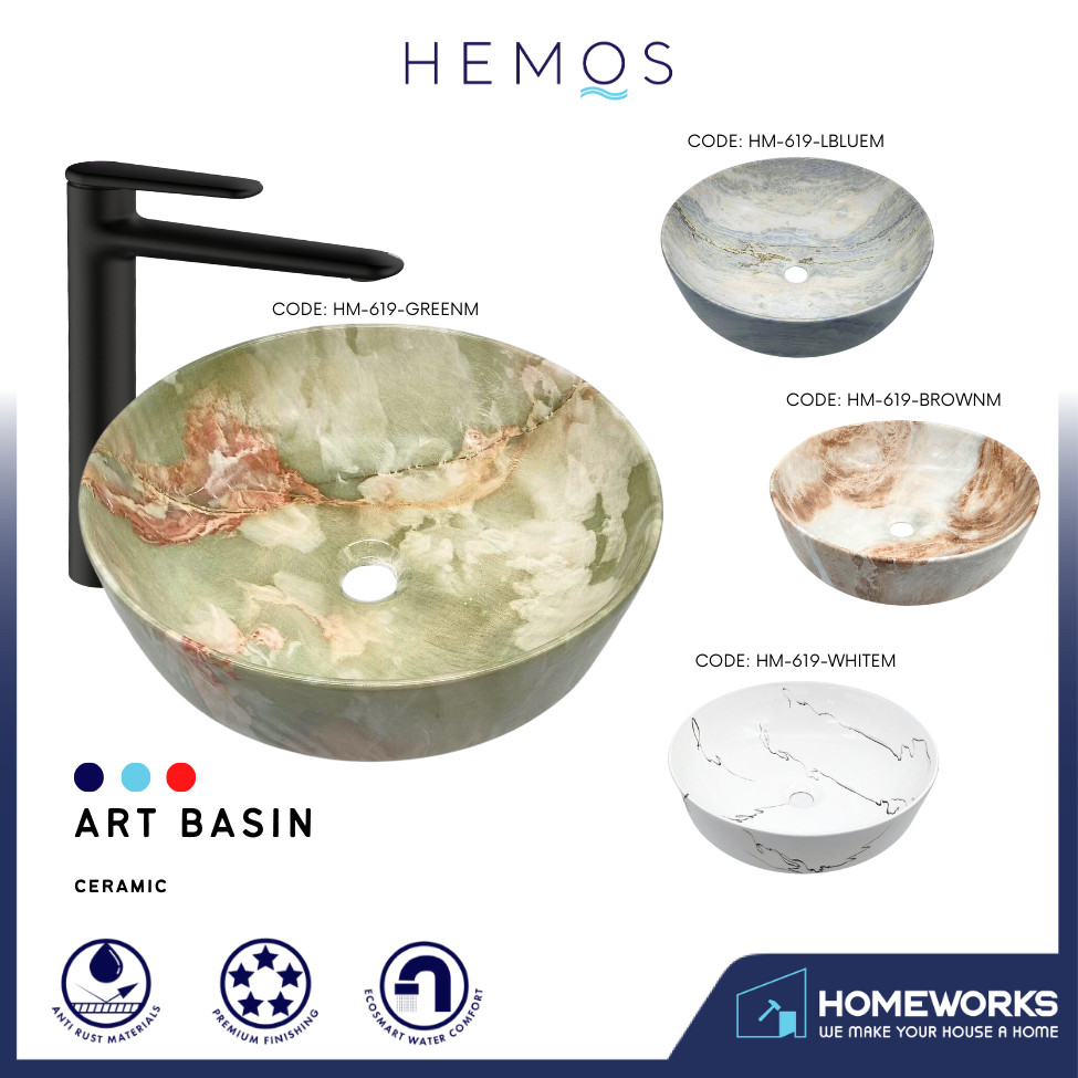 HEMOS BATHROOM CERAMIC WASH COUNTERTOP WATER TRANSFER PRINTING MARBLE ...