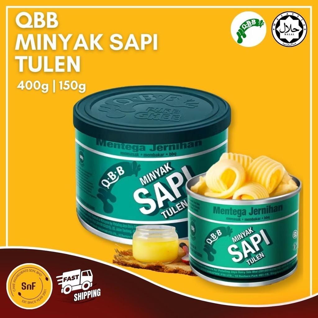 QBB Minyak Sapi Tulen Pure Butter Ghee Margerine Halal Sedap 400g 150g ...