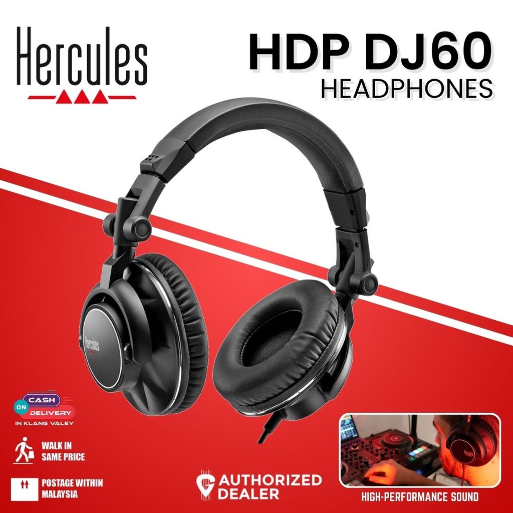 Hercules DJ HDP DJ60 Headphones with attached spiral cable (DJ-60 / DJ ...