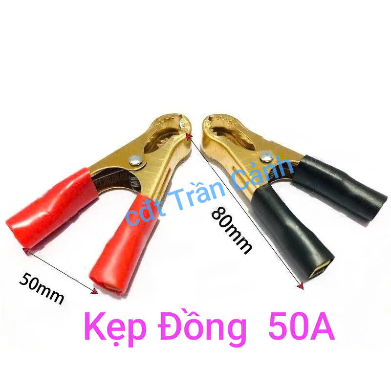 Set of 2 50A pure copper clamps (Red clamp + Black clamp), good quality ...