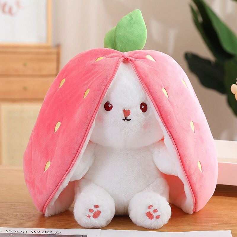 Transform into a cute doll with big ears, rabbit pillow, strawberry ...