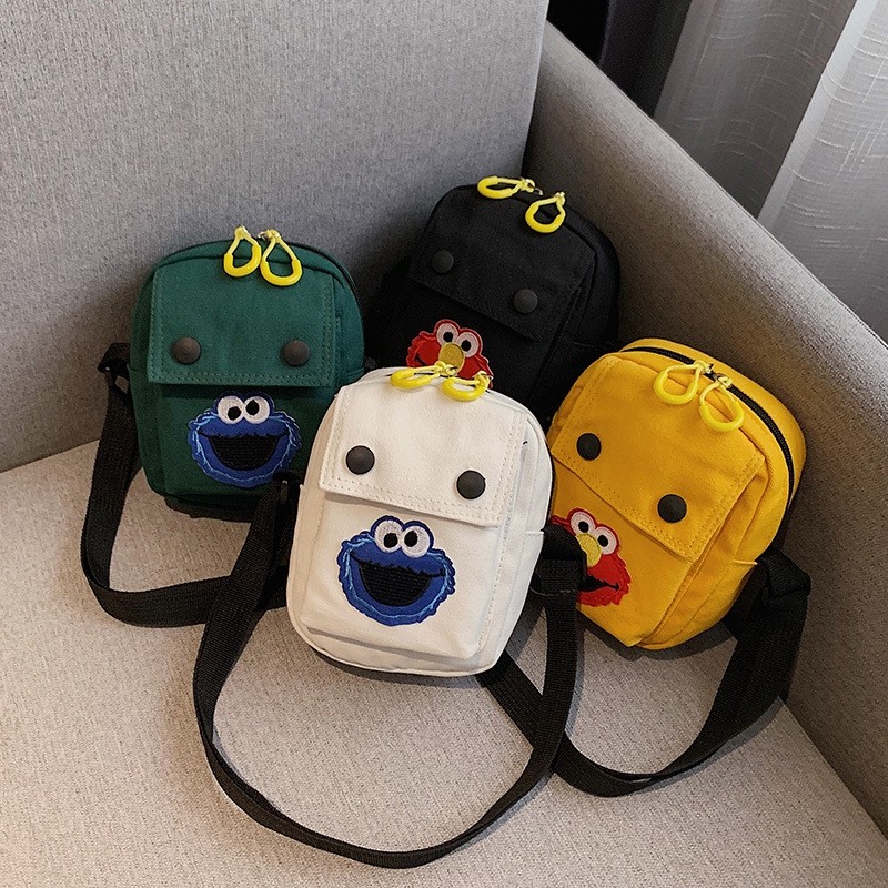 INS Cartoon Cute Casual ELMO Sesame Street Women's Sling Bag Shoulder Korea Korean Style HipHop ...