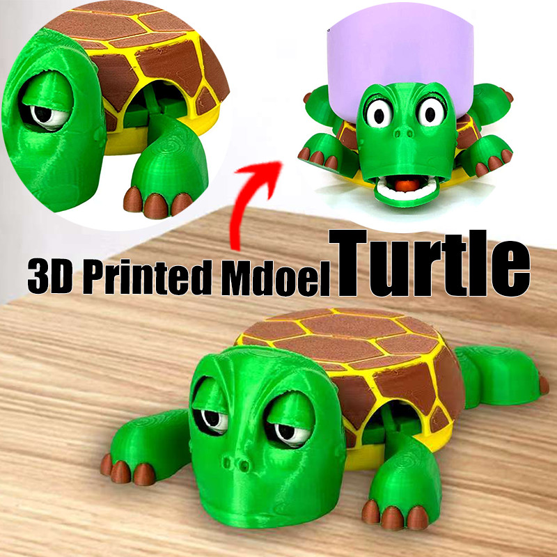 Hot 3D Printed Turtle Action Figure Base Decorative Ornaments Funny Toy ...