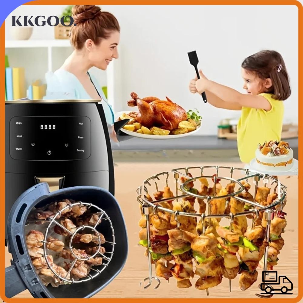 KKGOO Vertical Grill Rack, Stainless Steel String Grill Skewer Holder ...