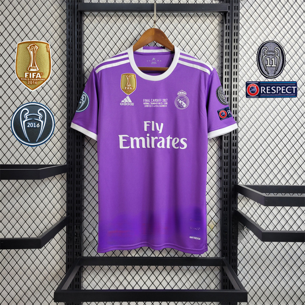 Retro AAA Real Madrid 16-17 UCL Final Away Retro Soccer Jersey Football # Ronaldo # Sergio Ramos ...