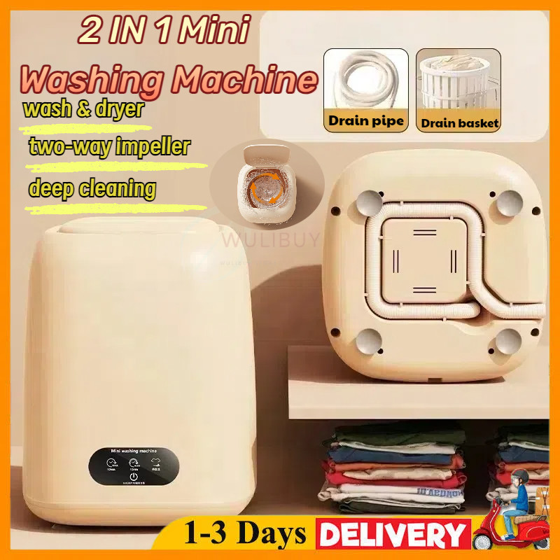 READY 2 IN 1 Mini Washing Machine With Dryer 9L Automatic Washer 3 ...