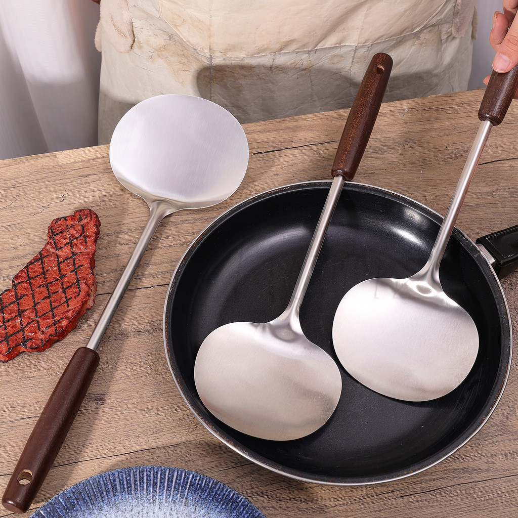 Steak Pancake Flip Tools - Stainless Steel Soup Spoon - Vintage Wood ...