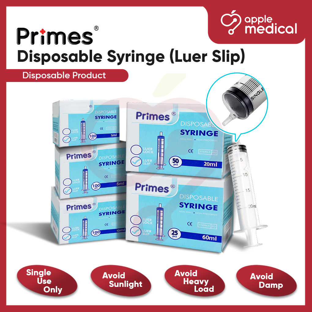 Primes Disposable Syringe Luer Slip | Shopee Malaysia