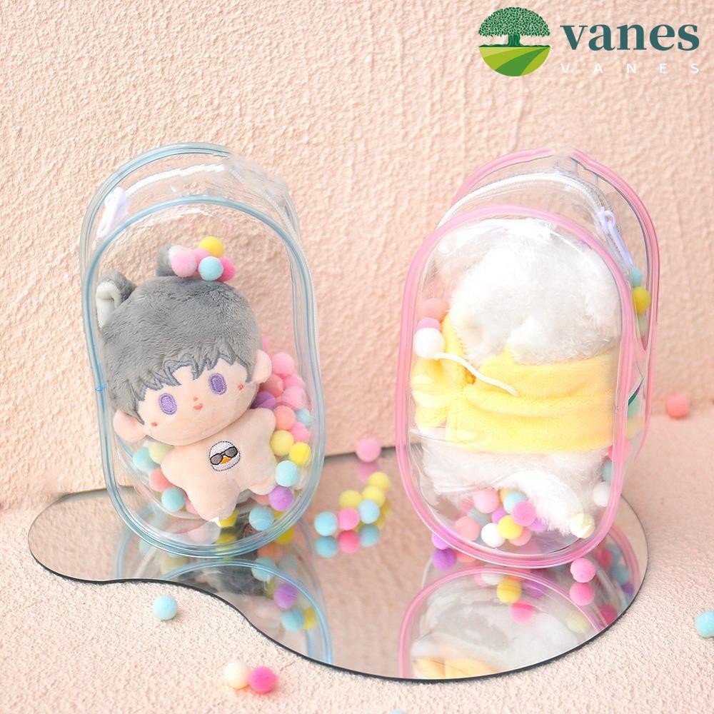 VANES Clear Outdoor Doll Bag, With Bell Keychain Transparent Doll Storage Pouch, Kawaii Clear ...