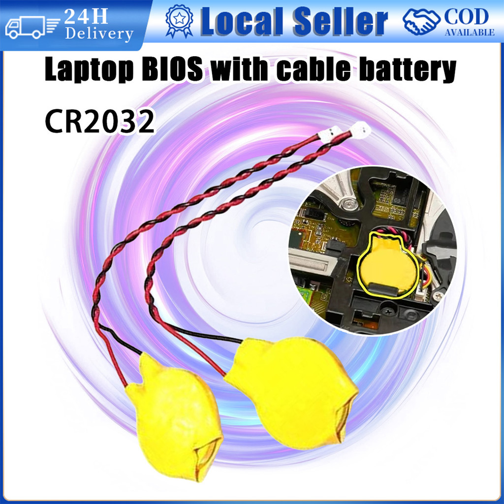 CR2032 3V Button Battery With Two Pins Wire for Laptop BIOS/CMOS ...