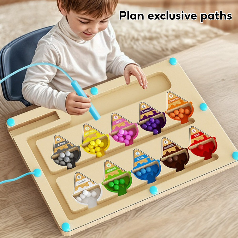 Magnetic Color & Number Maze Wooden for Kids Magnet Counting Game ...