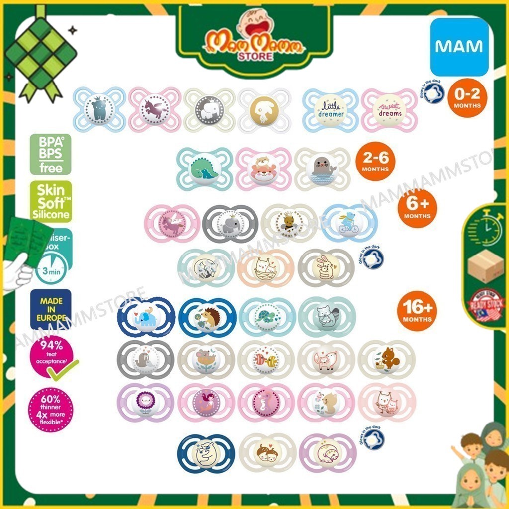 MAM Perfect Pacifier / Perfect Night Pacifier for 0 month+ | Shopee ...