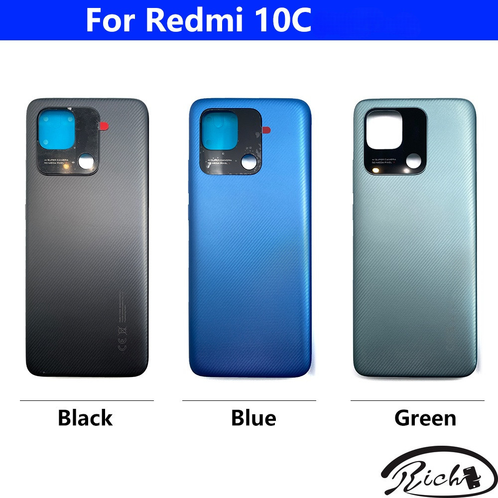 Back Glass Cover For Redmi 10 10C Battery Cover Back Housing Rear Door ...