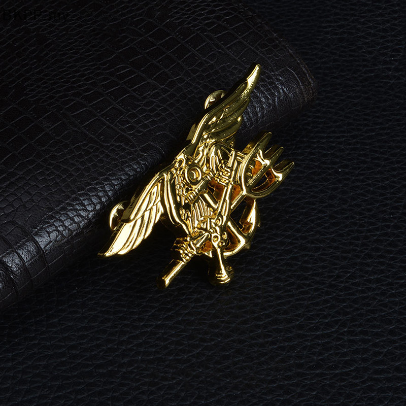 {good} US Navy Seal Eagle Anchor Trident Metal Badge Insignia Pin Gold ...