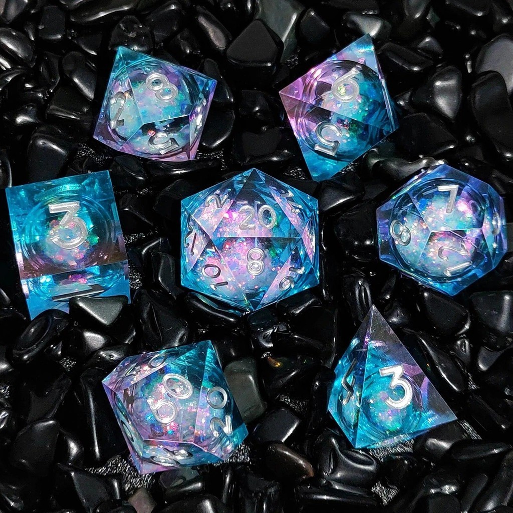 7pcs/set Resin Quicksand Dice Liquid Core Polyhedral for DND TPG TRPG ...