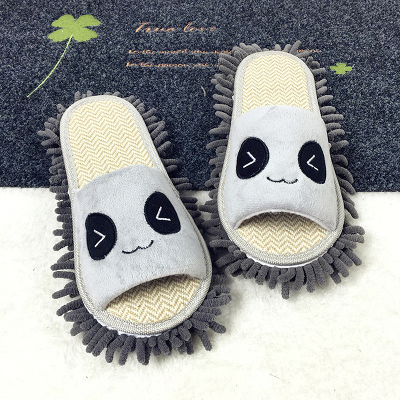 BCF Cartoon Bear Removable Chenille Dust Lazy Mop Slippers Household ...