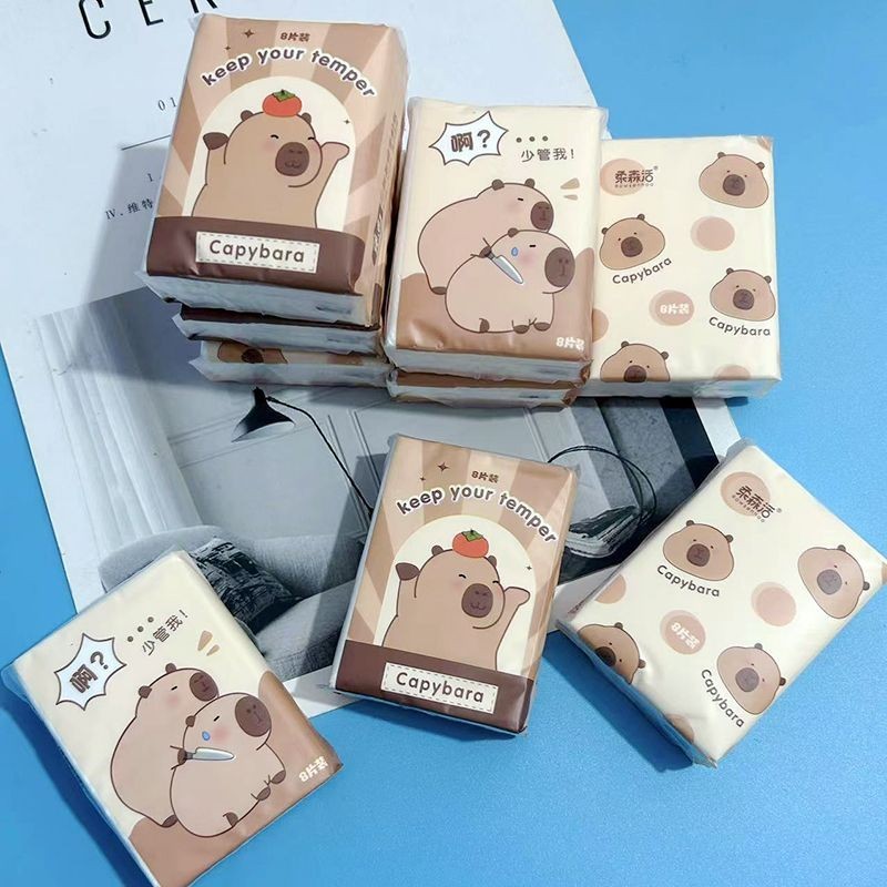 Capybara Handkerchief Paper Capybara Portable Small Bag Paper Facial ...