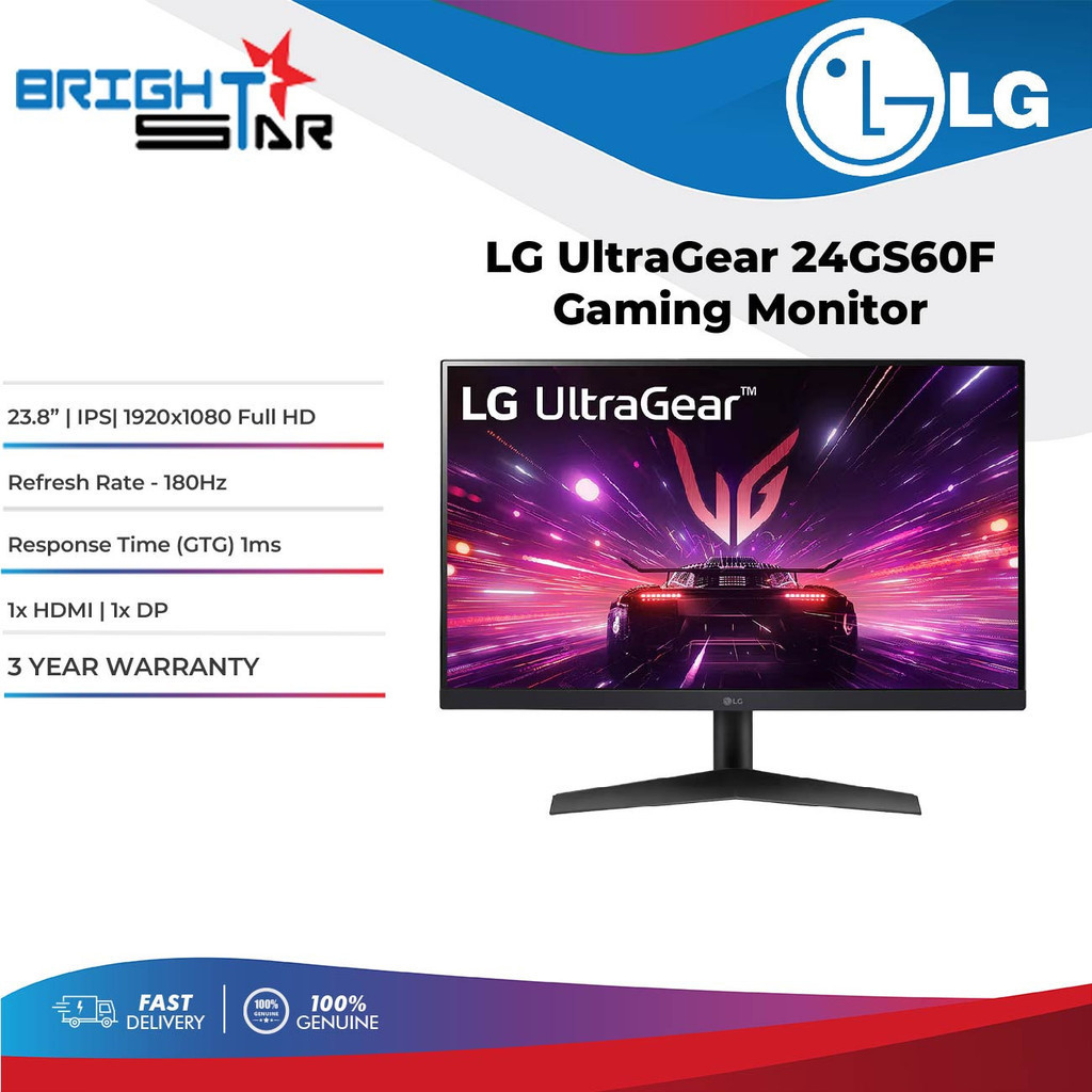 LG ULTRAGEAR 24GS60F Gaming Monitor - 23.8"/IPS/180Hz/FHD/1ms | Shopee ...
