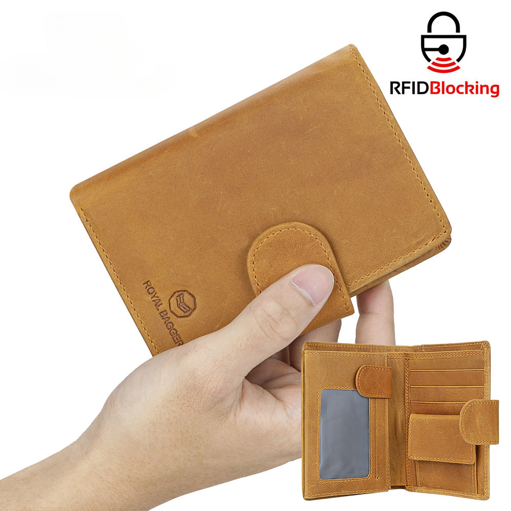 Royal Bagger Retro Short Wallets for Men, Crazy Horse Leather Large ...