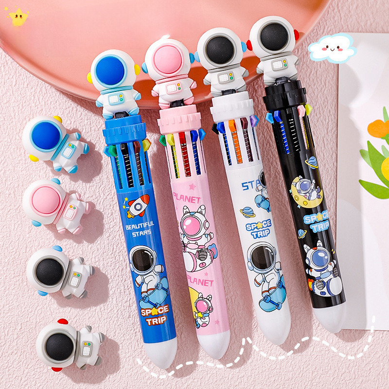 Astronaut's Ten Color Ballpoint Pen Cartoon Student Stationery 10 Color ...