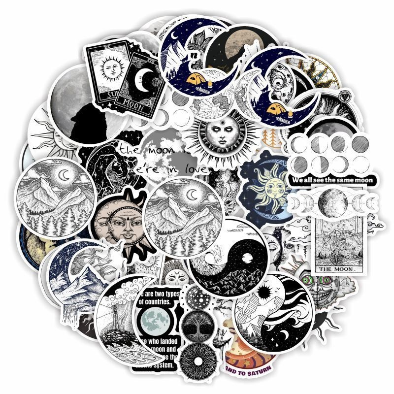 Dark Art Department Personality Stars Stickers Retro Mysterious Sun ...