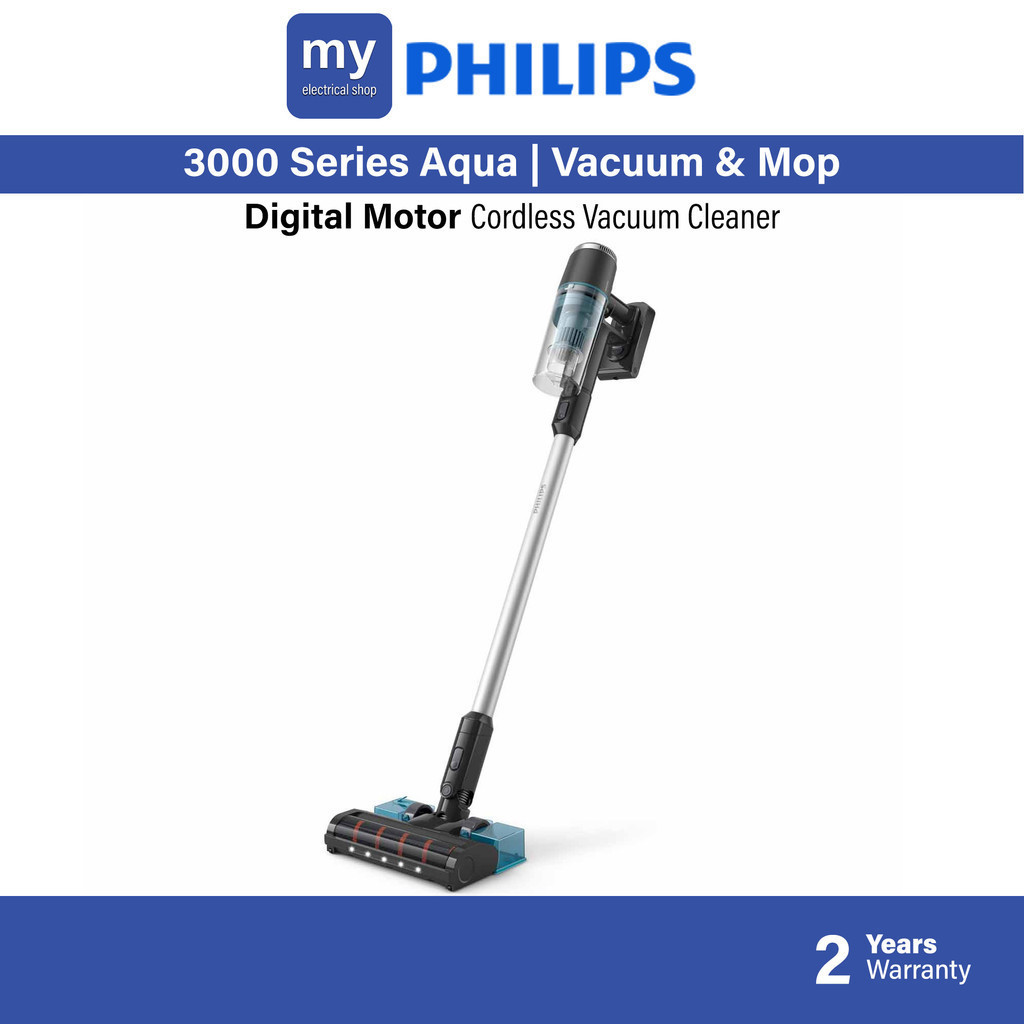 Philips Aqua 3000 Series Cordless Vacuum Cleaner with mop Wipe XC3133 ...
