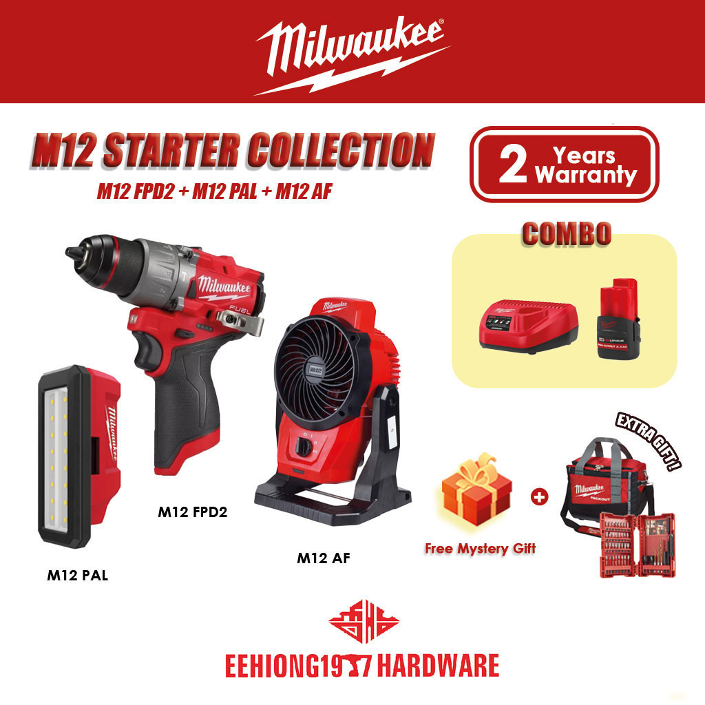 MILWAUKEE M12 Starter Collection M12 FPD2 Percussion Drill M12 PAL Area ...