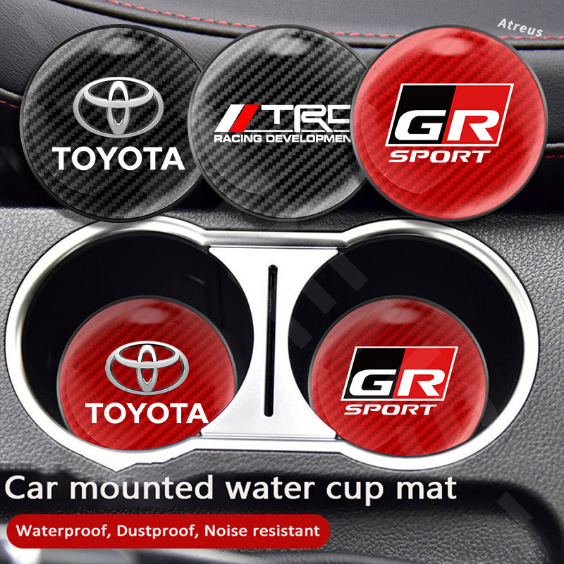 1Pc Toyota GR Carbon Fiber Car Cup Holder Coaster Pad Round Cup Holder ...