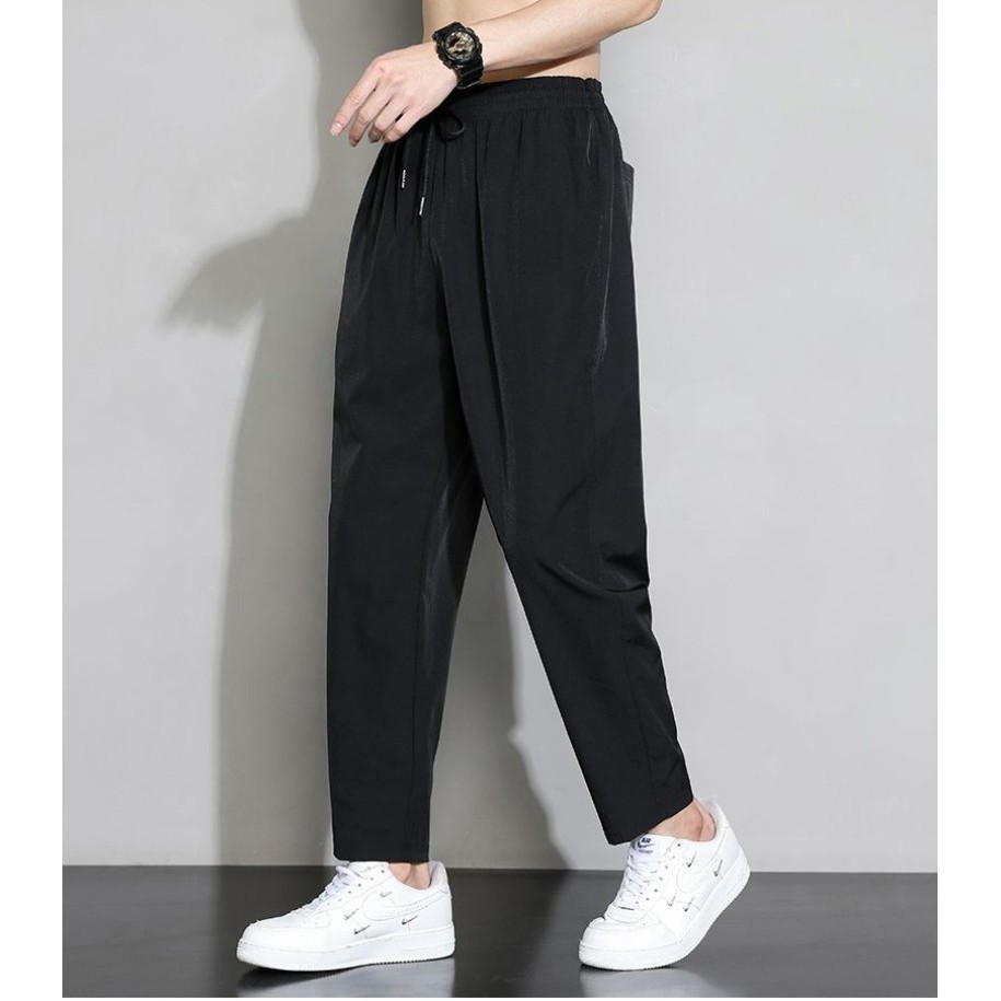 【M-8XL】Plus Size Men's Ice Silk Sports Leggings Loose Straight Casual ...