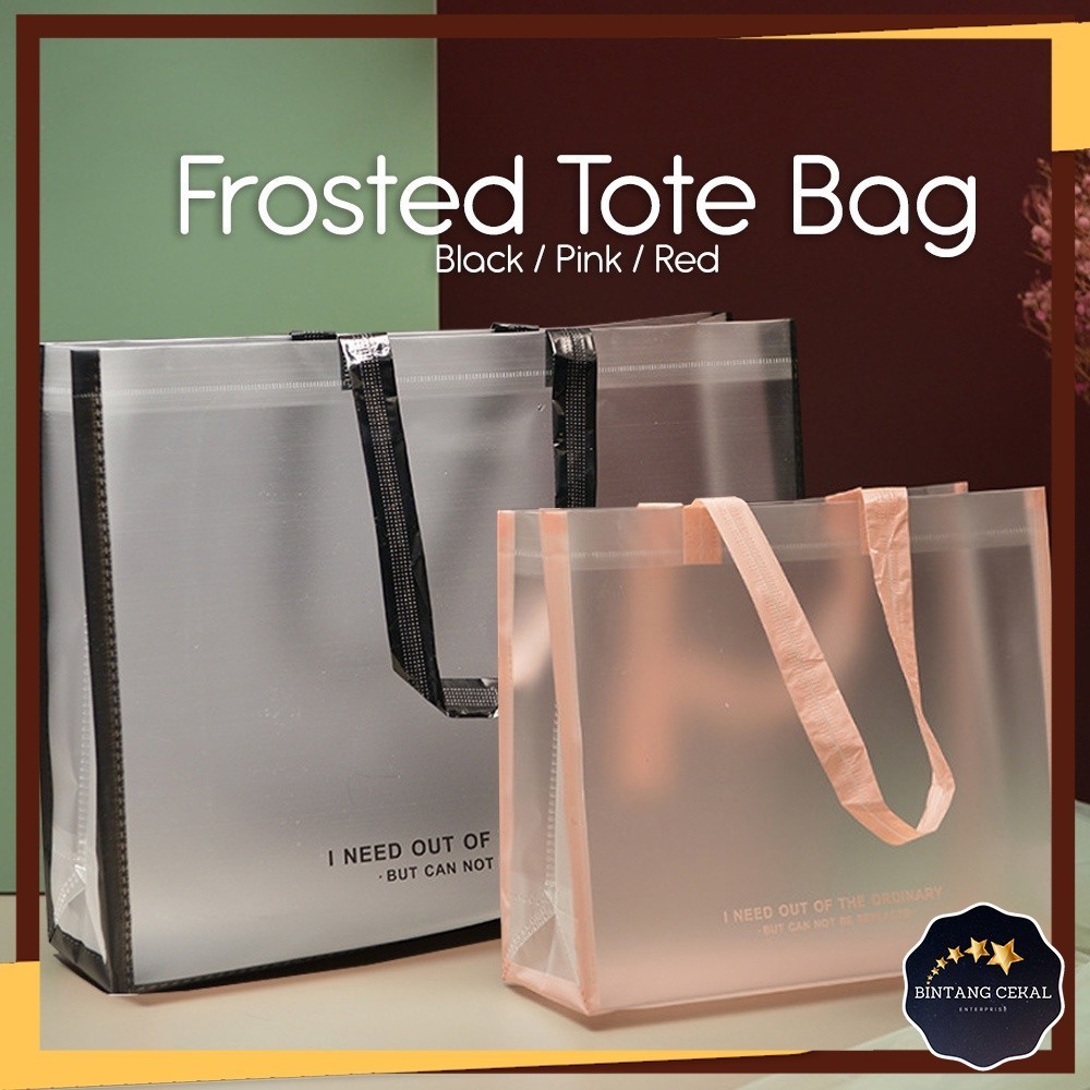 [BC] Frosted Gift Tote Bag Doorgift Goodies Shopping Transparent PP ...