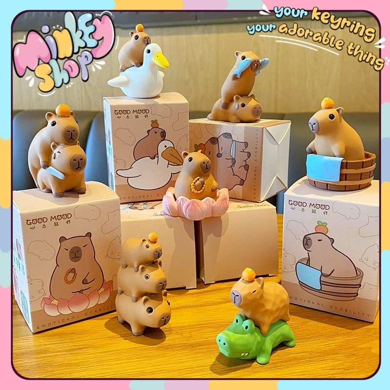 TRI Cute Capybara statue kangaroo model set for car desk decoration ...