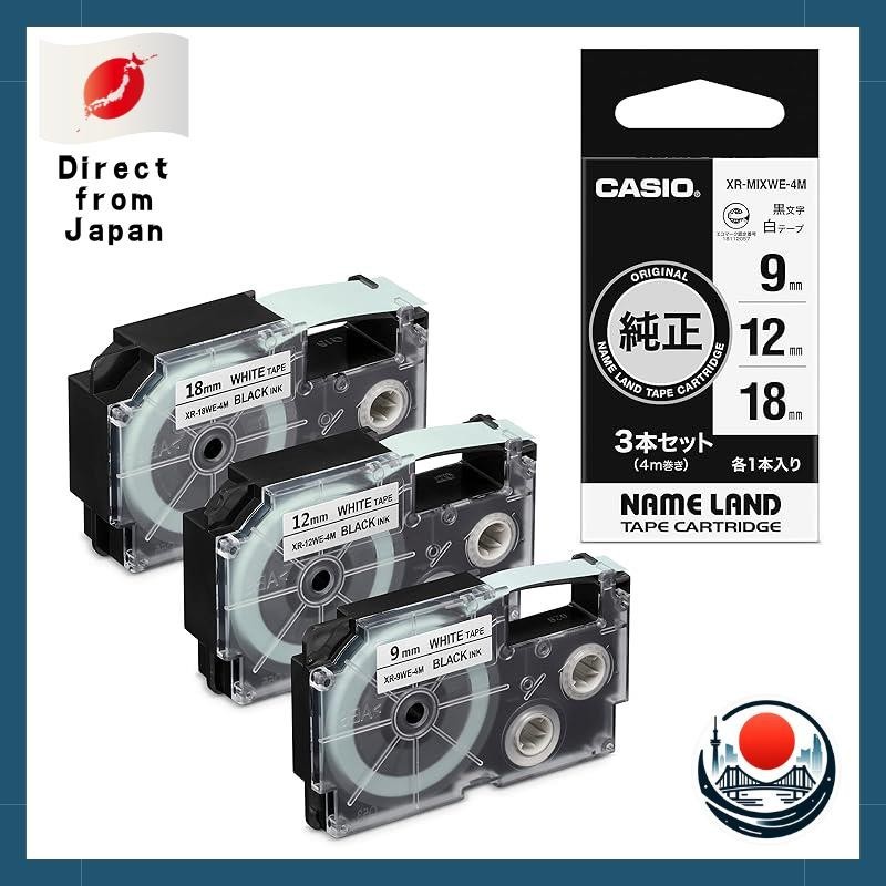 CASIO Genuine Name Land Label Writer Tape 9mm 12mm 18mm 3-piece set XR ...