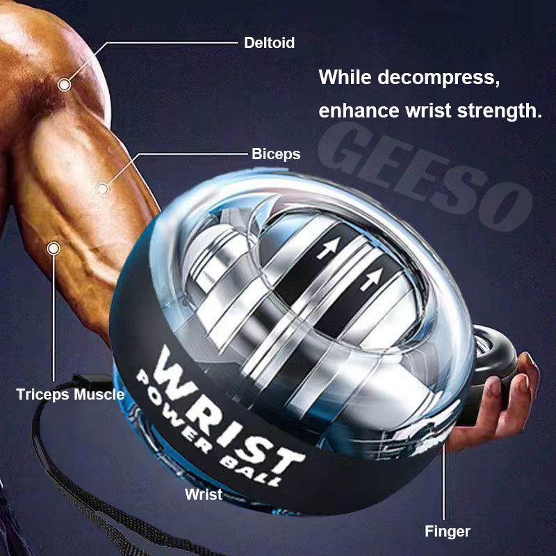 Gyro Ball Gyroscope LED Wrist Ball Power Gym Training Exercise Tool ...