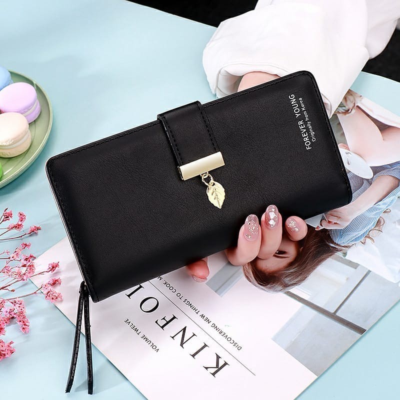 Lia Wallet - Women's Long Wallet SIMPLE Cute Korean MODEL Plain Folding ...